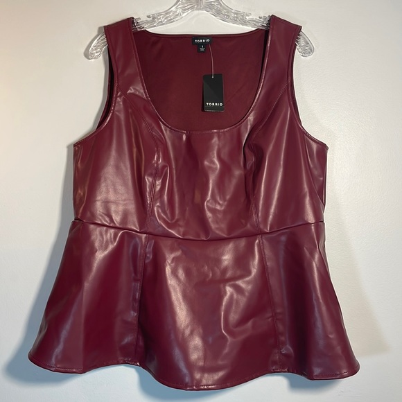 torrid | Tops | Nwt Torrid Wine Peplum Faux Leather Top | Poshmark